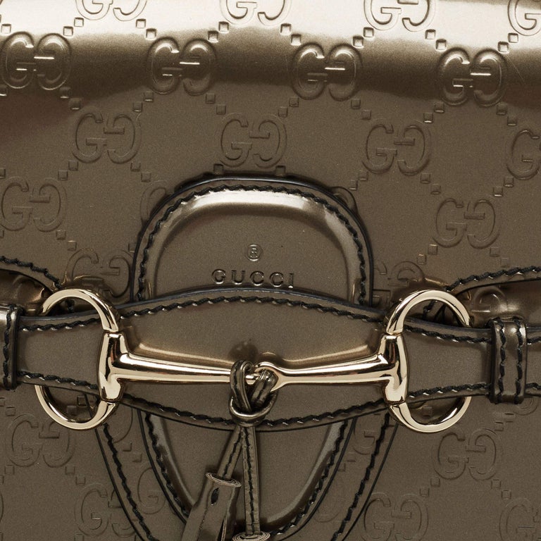 Gucci Dark Grey Guccissima Patent Leather Large Emily Chain Shoulder ...