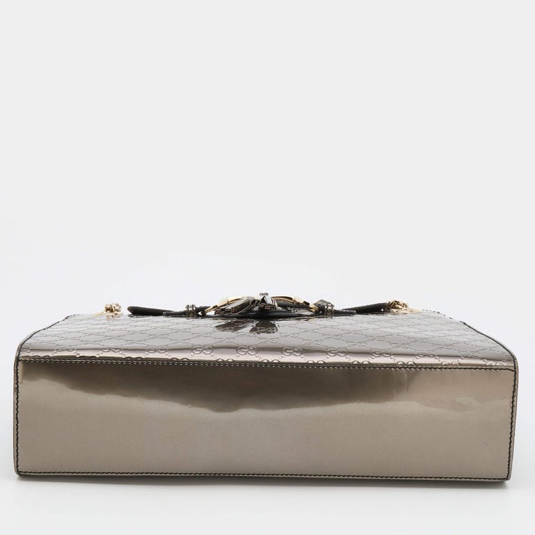 Gucci Dark Olive Guccissima Patent Leather Large Emily Chain Shoulder ...