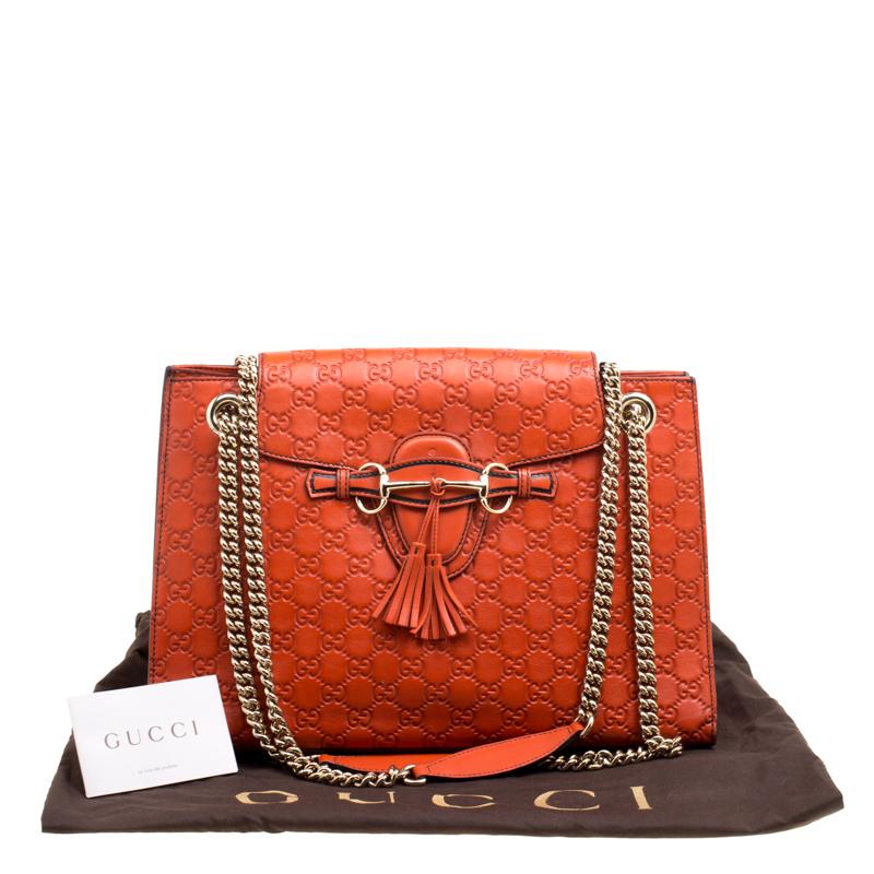 Gucci Dark Orange Guccissima Leather Large Emily Chain Shoulder Bag For ...