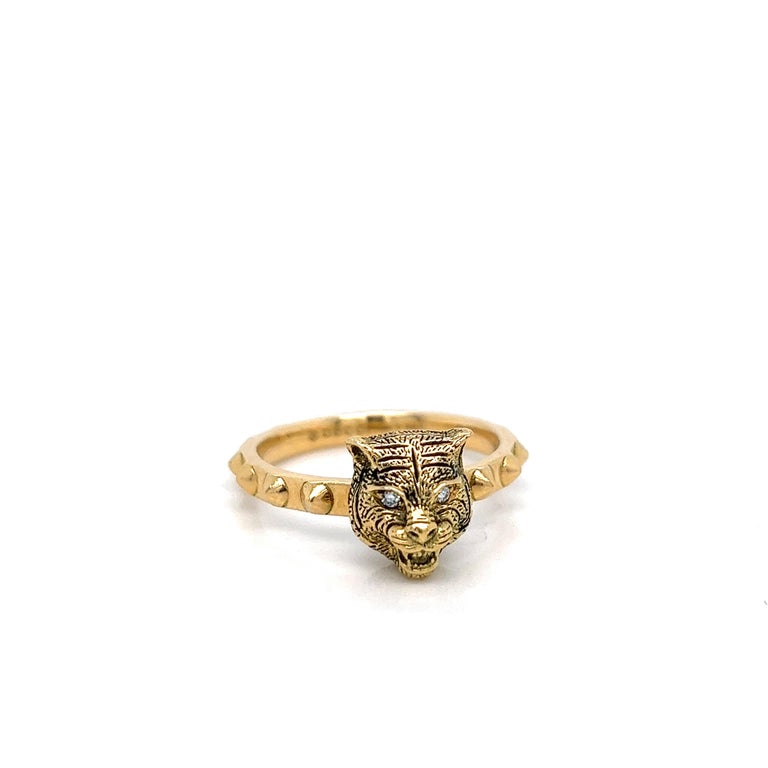Gucci Diamond Feline Gold Ring For Sale at 1stDibs