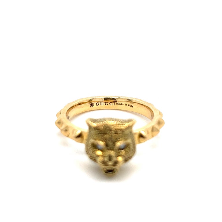 Gucci Diamond Feline Gold Ring For Sale at 1stDibs