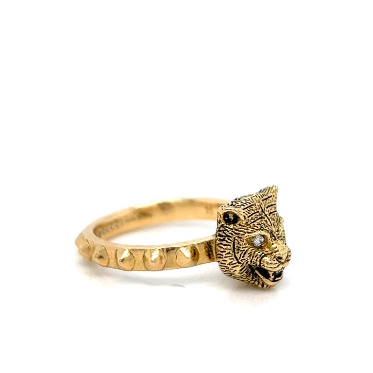 Gucci Diamond Feline Gold Ring For Sale at 1stDibs