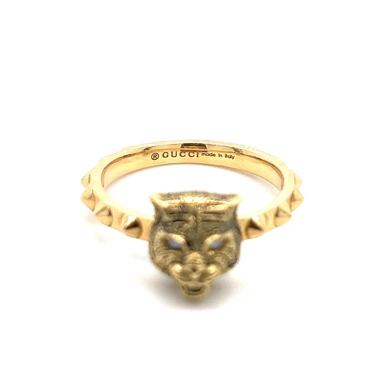 Gucci Diamond Feline Gold Ring For Sale at 1stDibs