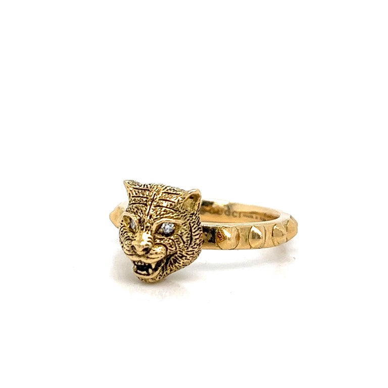 Gucci Diamond Feline Gold Ring For Sale at 1stDibs