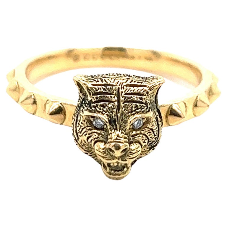 Gucci Diamond Feline Gold Ring For Sale at 1stDibs