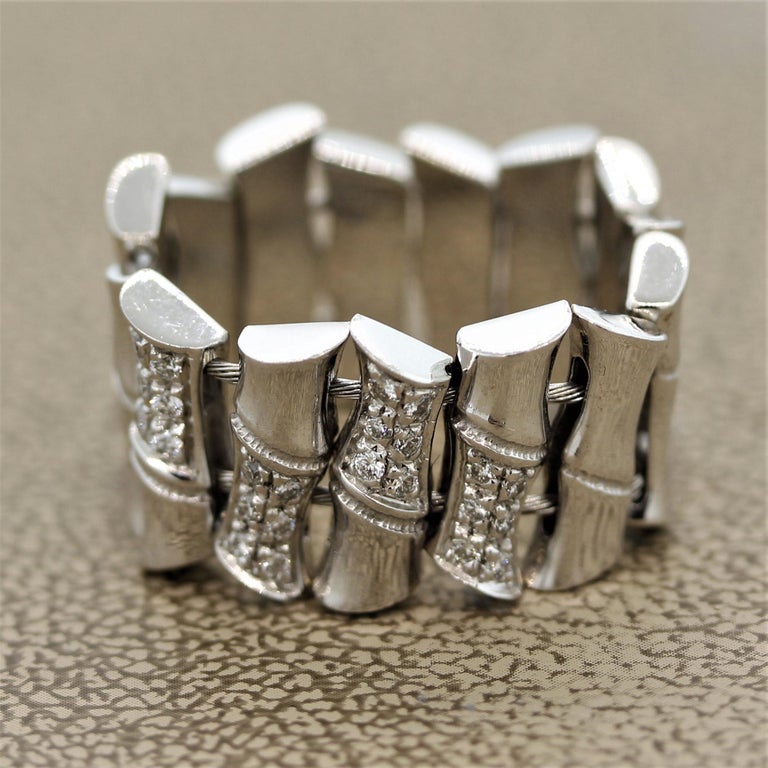 Gucci Diamond Gold “Bamboo” Ring Band For Sale at 1stDibs