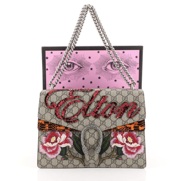 Gucci Dionysus Bag Embroidered GG Coated Canvas with Python Medium at ...