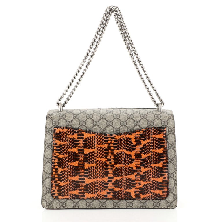 Gucci Dionysus Bag Embroidered GG Coated Canvas with Python Medium at 1stDibs