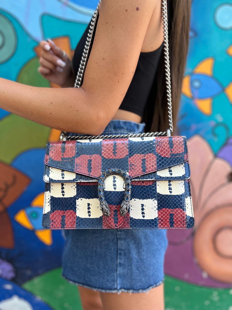 Gucci Dionysus Bag Blu And Red Leather Shoulder Bag For Sale at 1stDibs