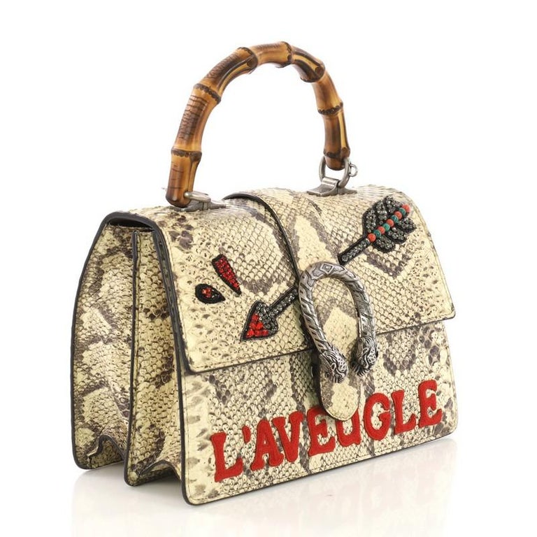 Gucci Dionysus Bamboo Top Handle Bag Embroidered Python Medium at 1stDibs