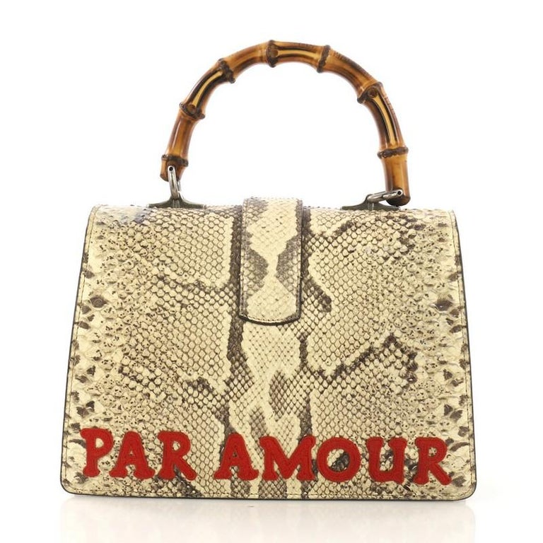 Gucci Dionysus Bamboo Top Handle Bag Embroidered Python Medium at 1stDibs