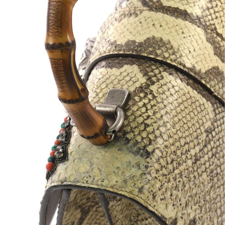 Gucci Dionysus Bamboo Top Handle Bag Embroidered Python Medium at 1stDibs