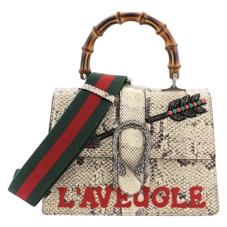 Gucci Dionysus Bamboo Top Handle Bag Embroidered Python Medium at 1stDibs