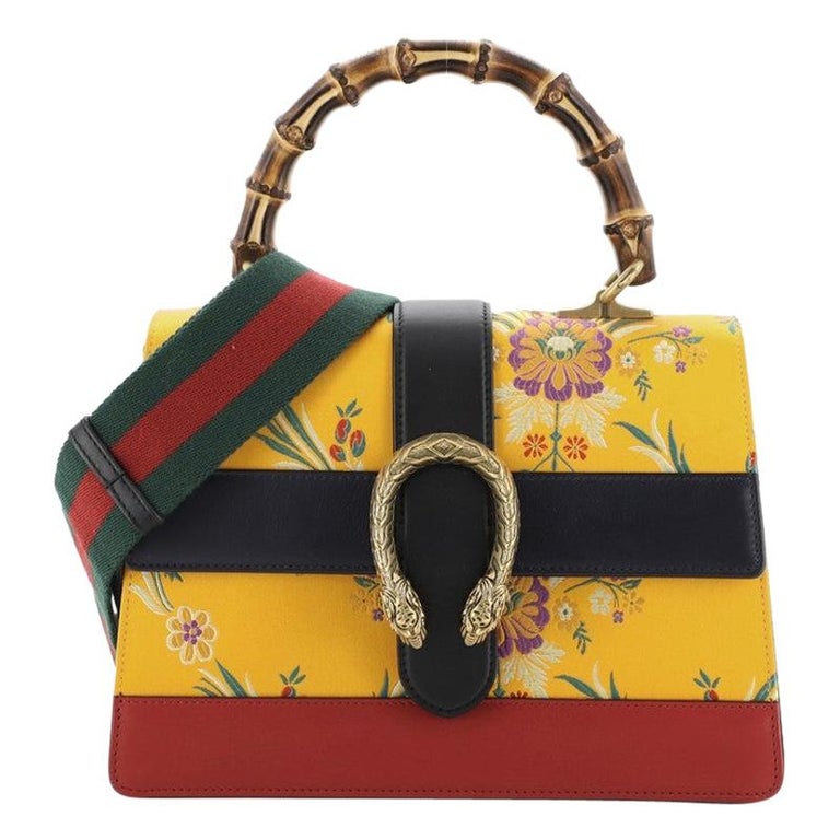 Gucci Dionysus Bamboo Top Handle Bag Floral Jacquard With Leather ...