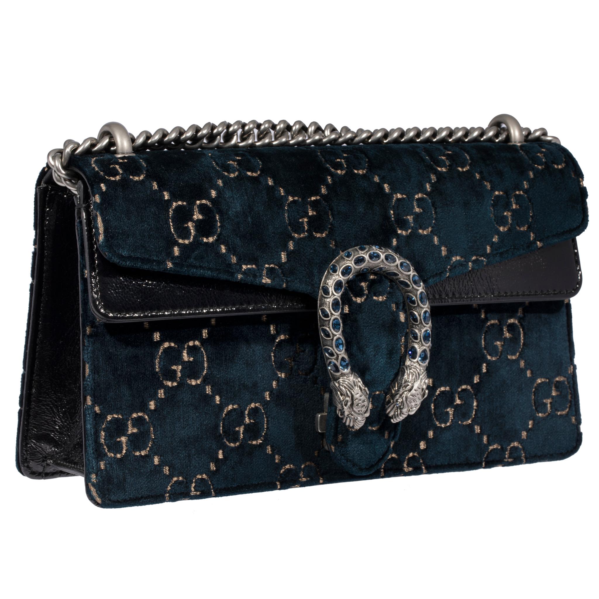 Gucci Dionysus GG Pattern Blue Velvet Shoulder Bag Small For Sale at ...