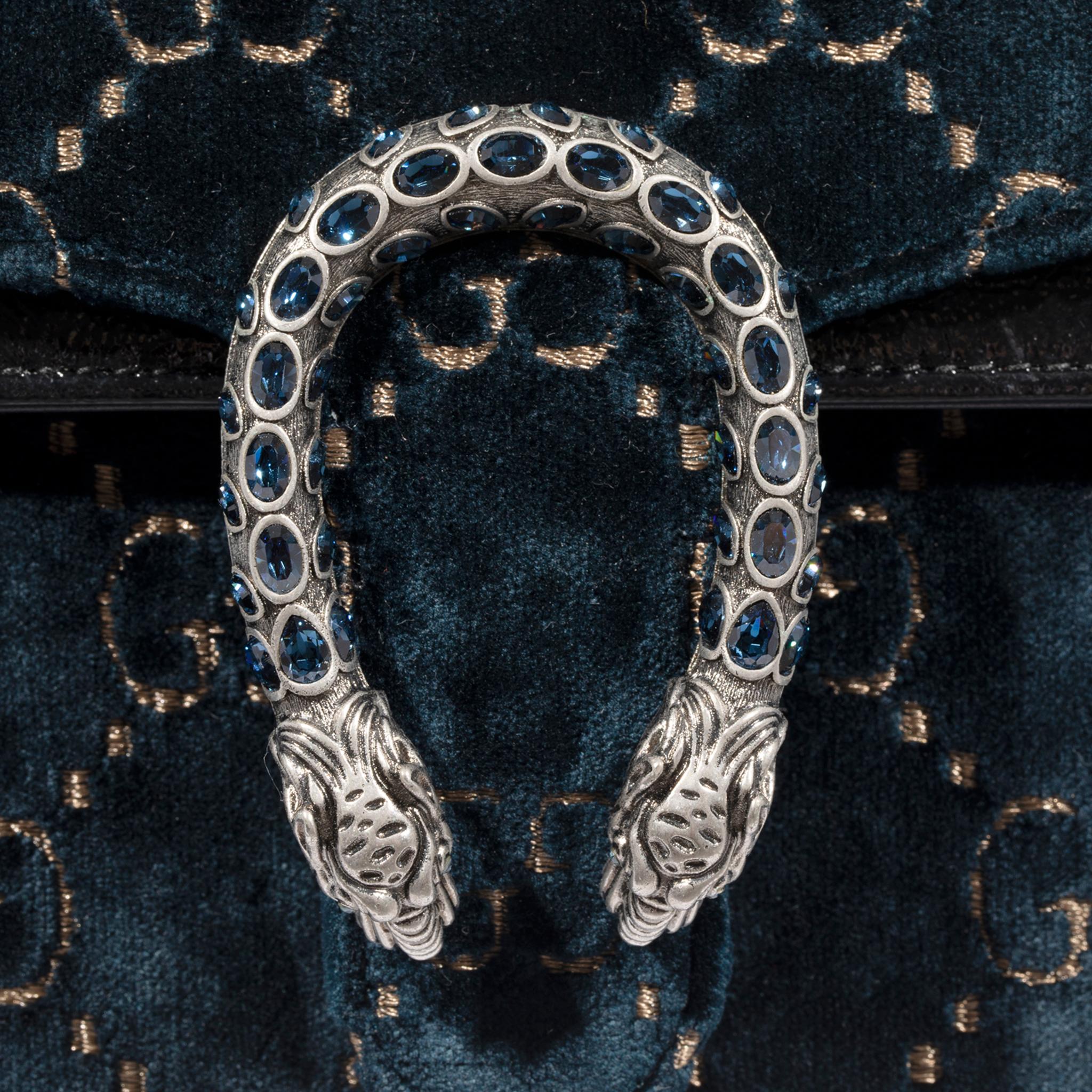 Gucci Dionysus GG Pattern Blue Velvet Shoulder Bag Small For Sale at ...