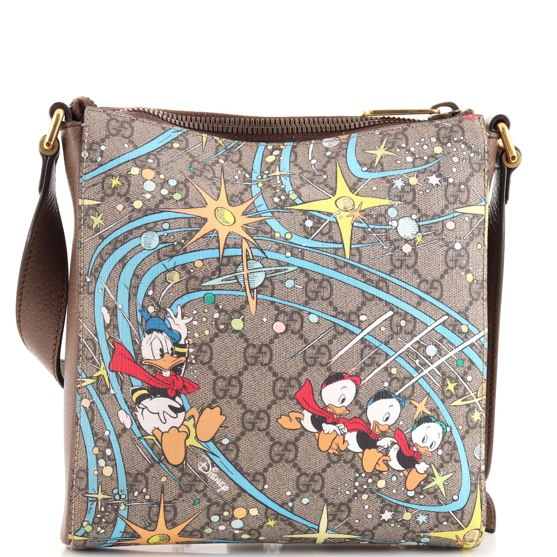 Gucci Disney Donald Duck Front Pocket Messenger Bag Printed GG Coated ...