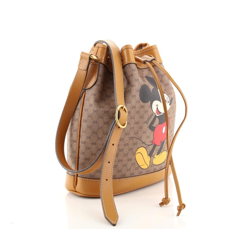 Gucci Disney Mickey Mouse Bucket Bag Printed Mini GG Coated Canvas For ...