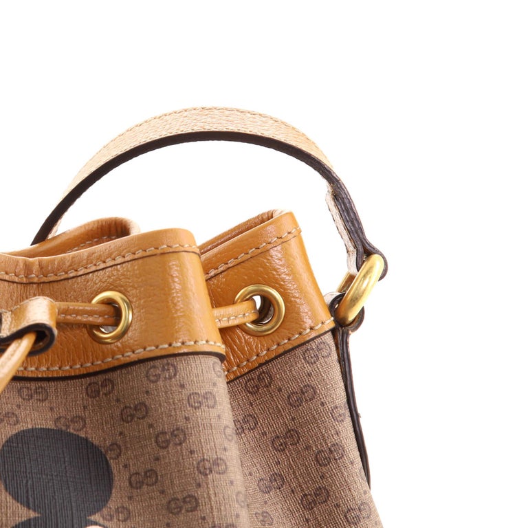 Gucci Disney Mickey Mouse Bucket Bag Printed Mini GG Coated Canvas For ...