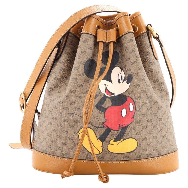 Gucci Disney Mickey Mouse Bucket Bag Printed Mini GG Coated Canvas For ...