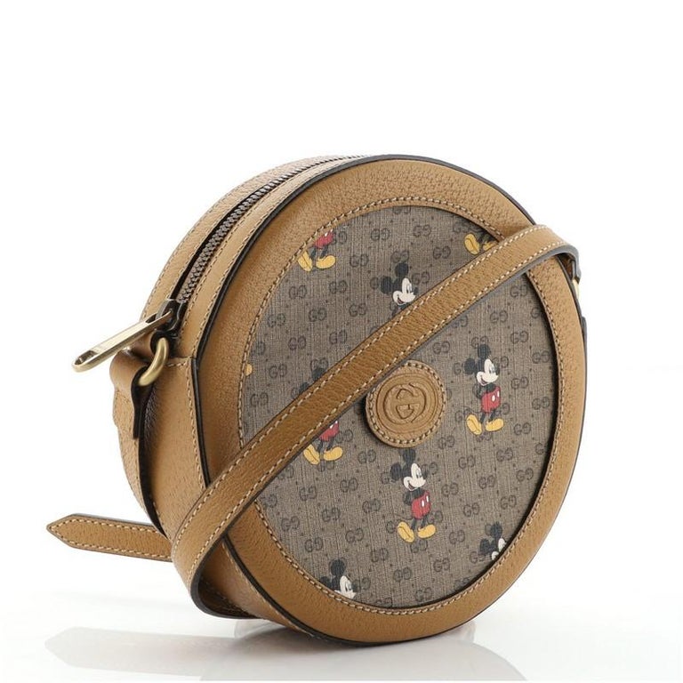 Gucci Disney Mickey Mouse Round Shoulder Bag Printed Mini GG Coated ...