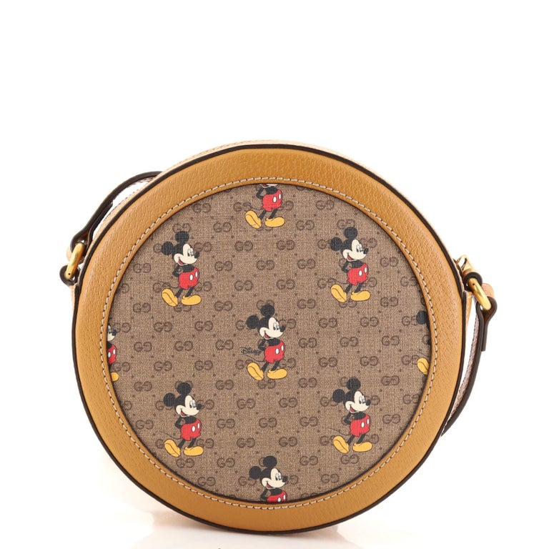 Gucci Disney Mickey Mouse Round Shoulder Bag Printed Mini GG Coated ...
