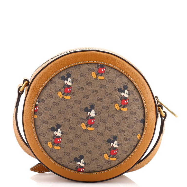 Gucci Disney Mickey Mouse Round Shoulder Bag Printed Mini GG Coated ...