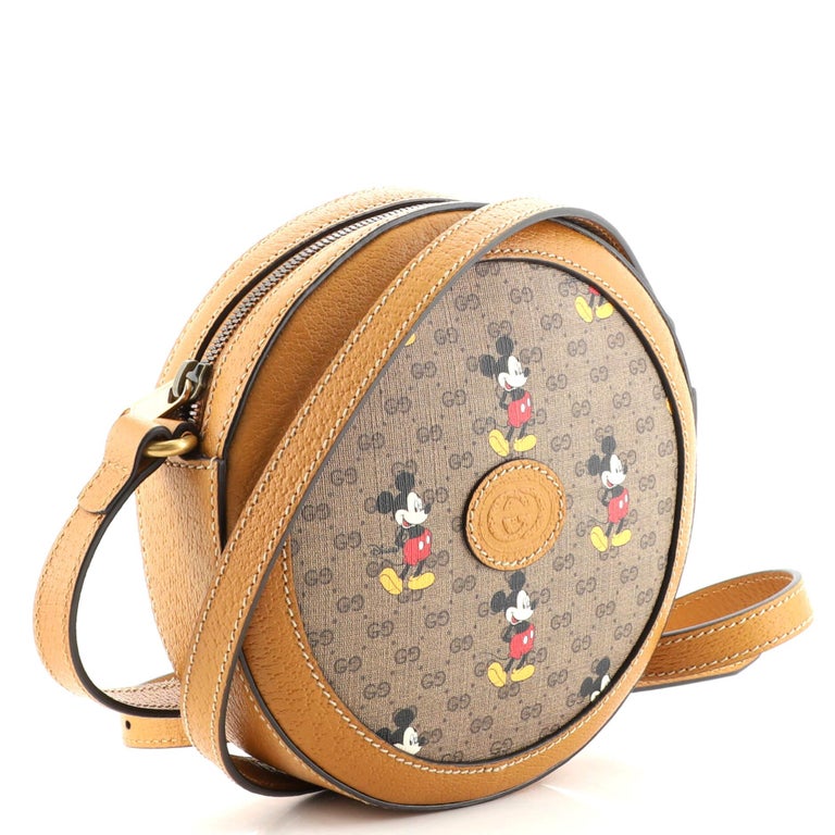 Gucci Disney Mickey Mouse Round Shoulder Bag Printed Mini GG Coated ...
