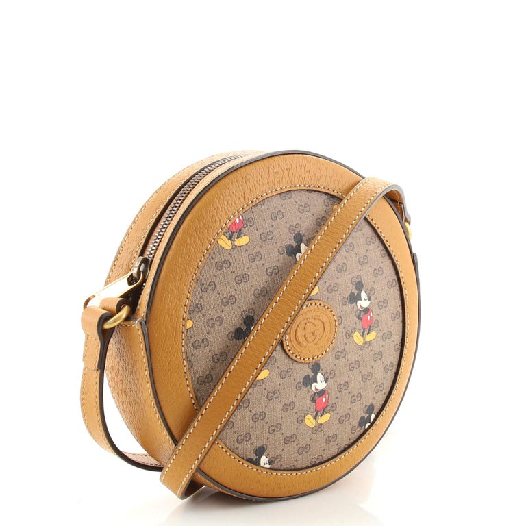 Gucci Disney Mickey Mouse Round Shoulder Bag Printed Mini GG Coated ...