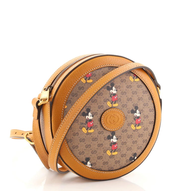 Gucci Disney Mickey Mouse Round Shoulder Bag Printed Mini GG Coated ...