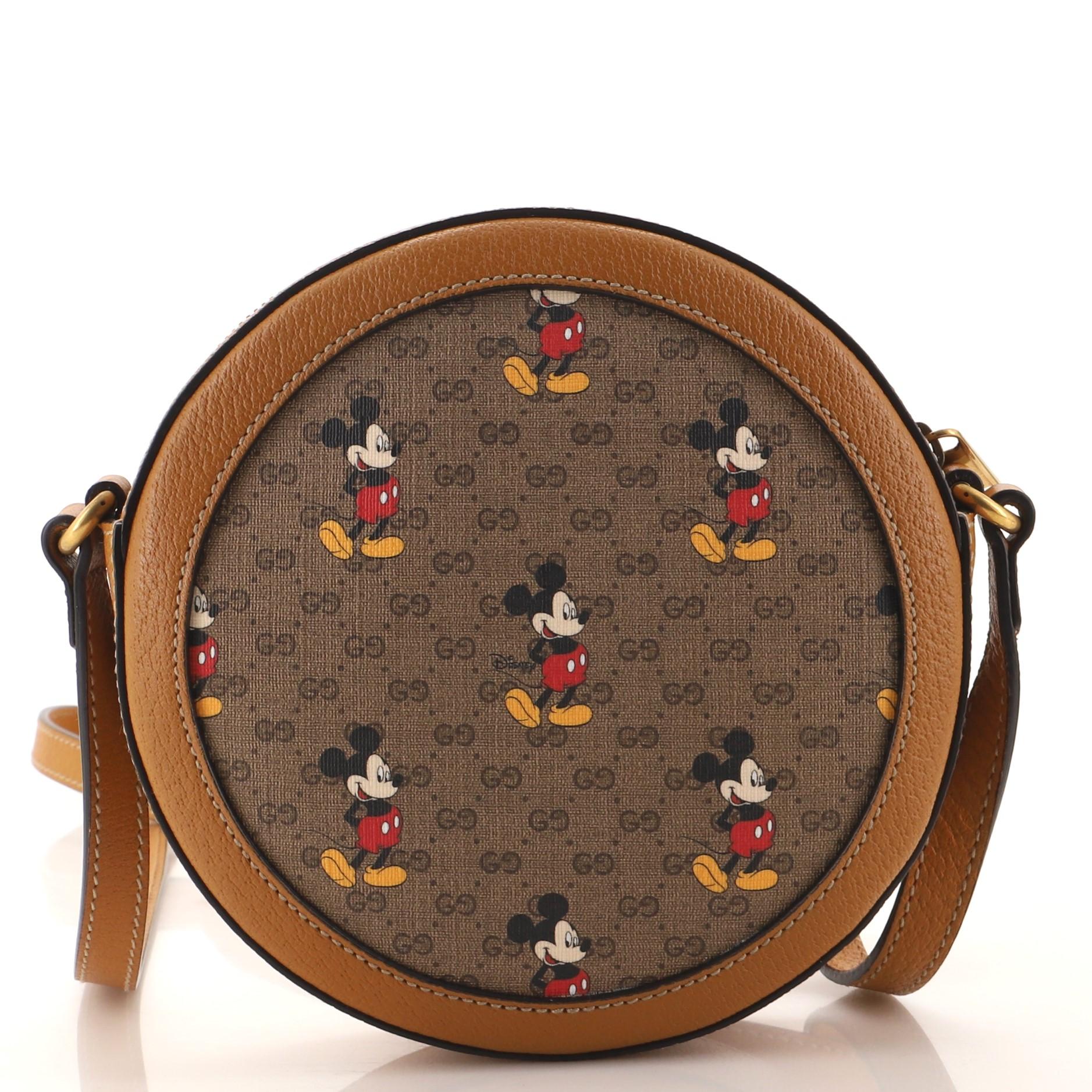 Gucci Disney Mickey Mouse Round Shoulder Bag Printed Mini GG Coated ...