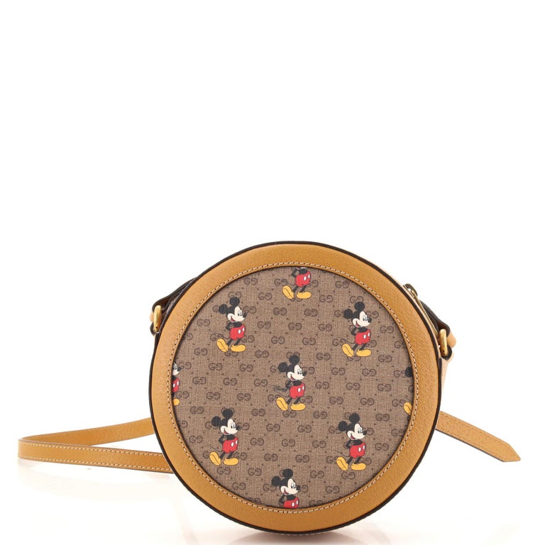 Gucci Disney Mickey Mouse Round Shoulder Bag Printed Mini GG Coated ...