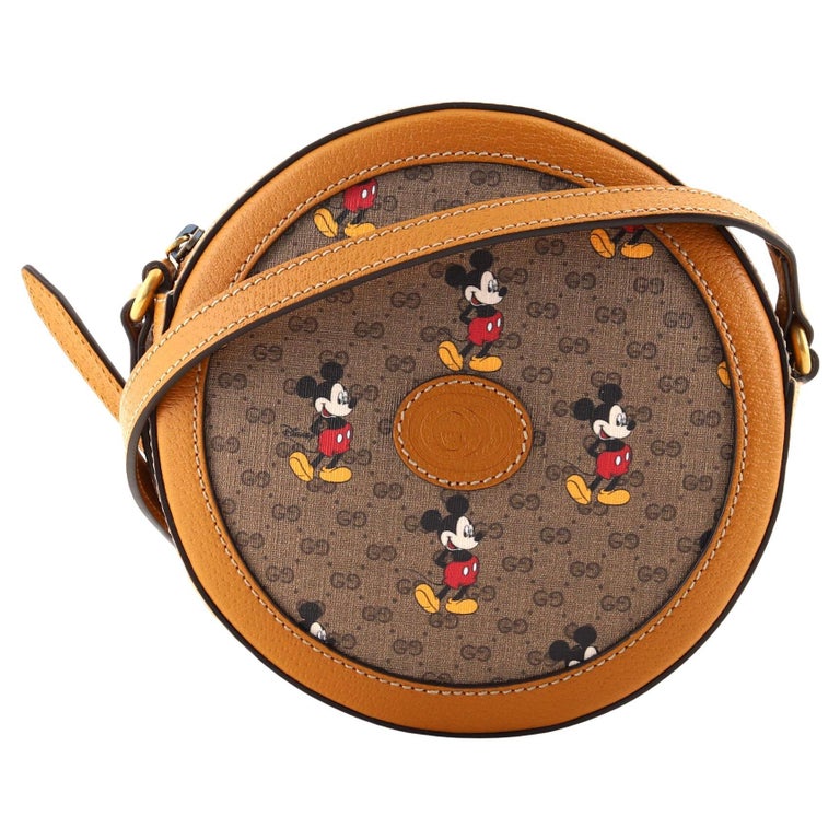 Gucci Disney Mickey Mouse Round Shoulder Bag Printed Mini GG Coated ...