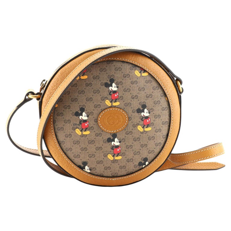 Gucci Disney Mickey Mouse Round Shoulder Bag Printed Mini GG Coated ...