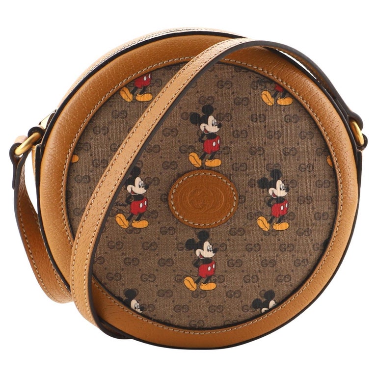 Gucci Disney Mickey Mouse Round Shoulder Bag Printed Mini GG Coated ...