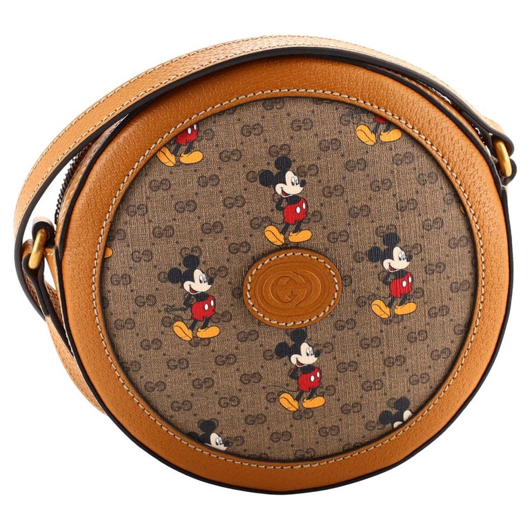 Gucci Disney Mickey Mouse Round Shoulder Bag Printed Mini GG Coated ...