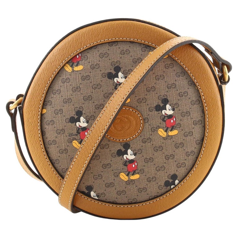 Gucci Disney Mickey Mouse Round Shoulder Bag Printed Mini GG Coated ...