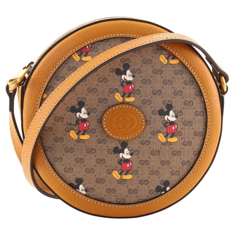 Gucci Disney Mickey Mouse Round Shoulder Bag Printed Mini GG Coated ...
