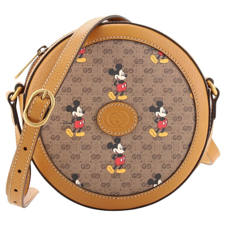 Gucci Disney Mickey Mouse Round Shoulder Bag Printed Mini GG Coated ...