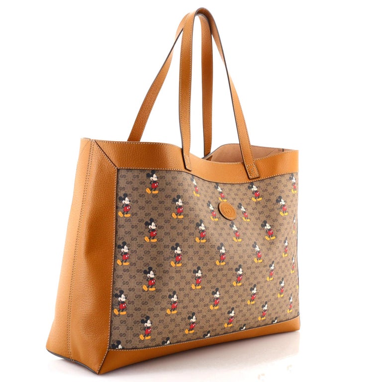 Gucci Disney Mickey Mouse Soft Open Tote Printed Mini GG Coated Canvas ...