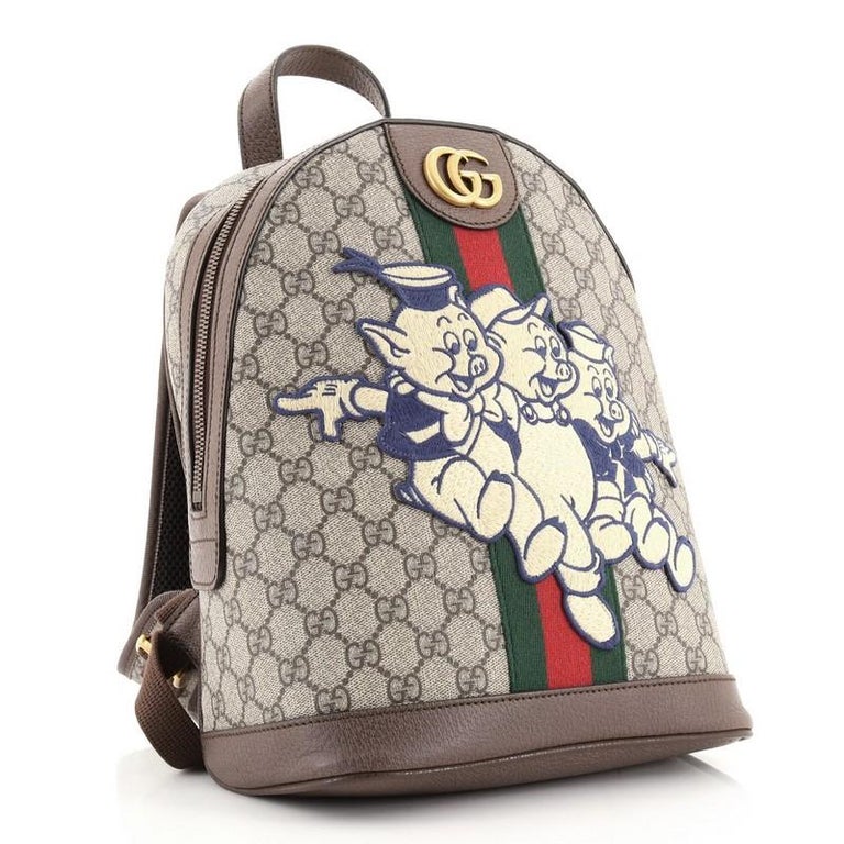 Gucci Disney Three Little Pigs Ophidia Backpack GG Coated Canvas with ...