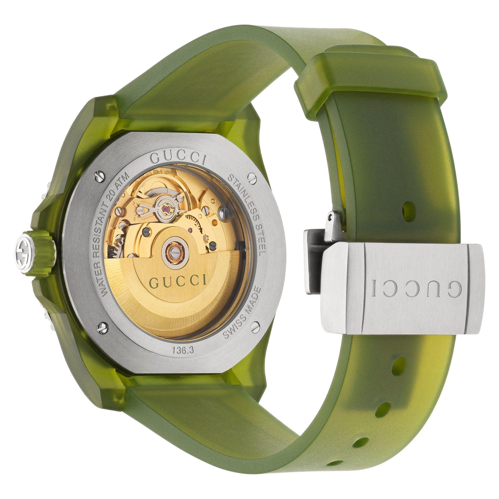 Gucci Dive Automatic Green Bio-Based Plastic Strap Watch YA136345 For ...