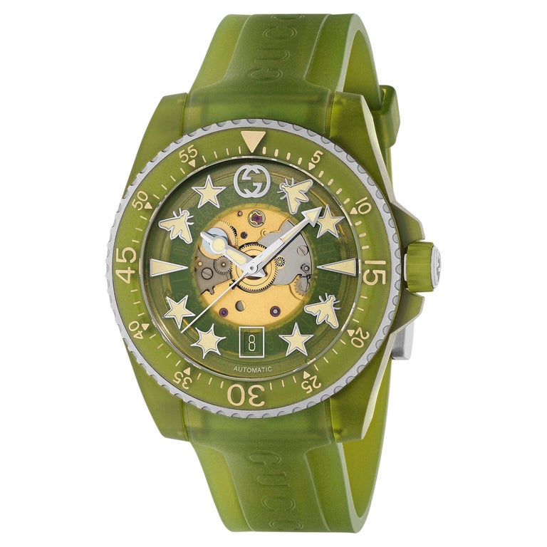 Gucci Dive Automatic Green Bio-Based Plastic Strap Watch YA136345 For ...