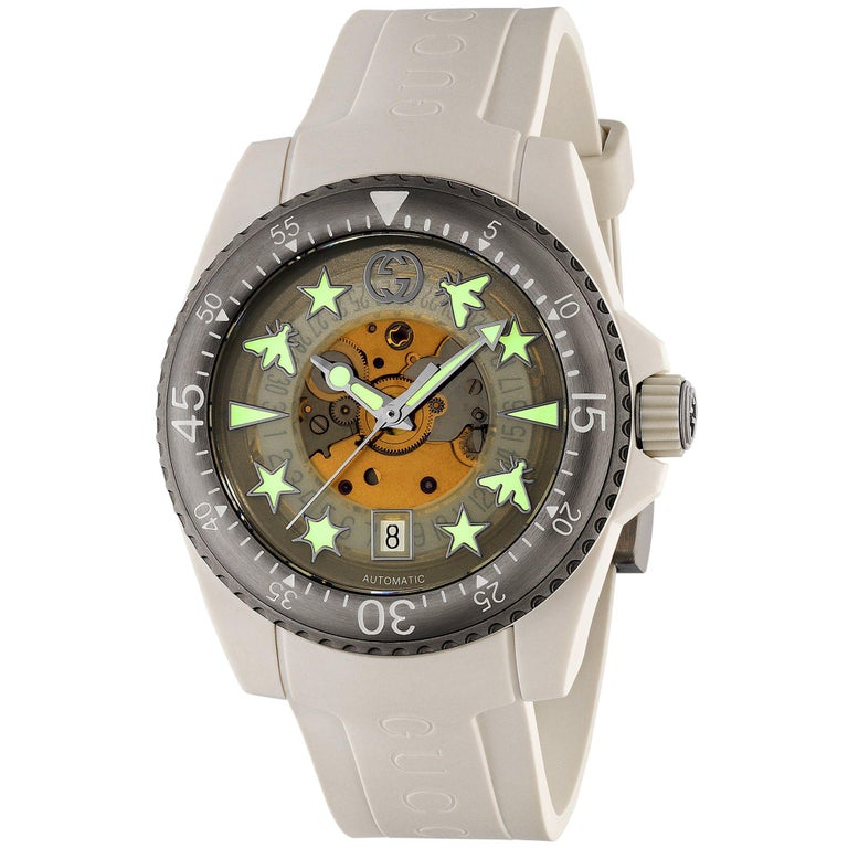 Gucci Dive Automatic White Bio-Based Plastic Strap Watch YA136343 For ...