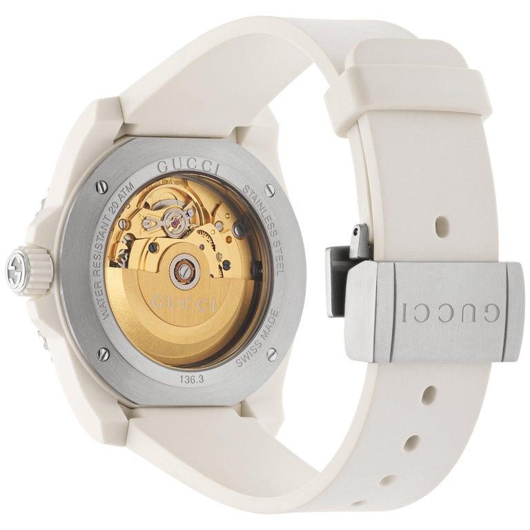 Gucci Dive Automatic White Bio-Based Plastic Strap Watch YA136343 For ...