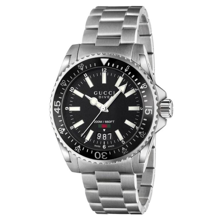 Gucci Dive Black Dial Stainless Steel Men's Watch YA136301A For Sale at ...