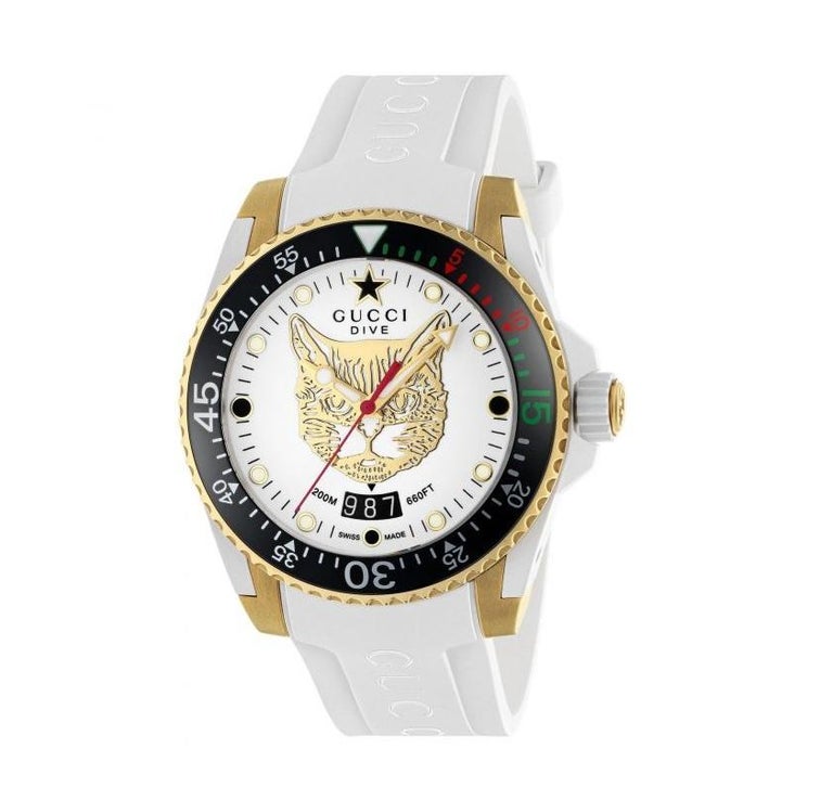 Gucci Dive Quartz Stainless Steel Round Dial Unisex Watch YA136322 For ...