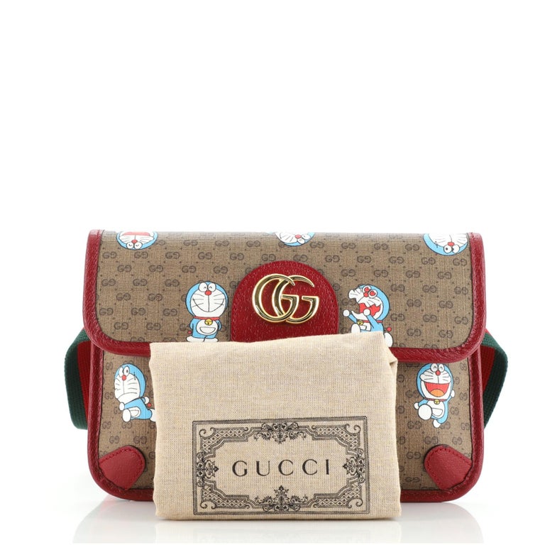 Gucci Doraemon Web Flap Belt Bag Printed Mini GG Coated Canvas at 1stDibs