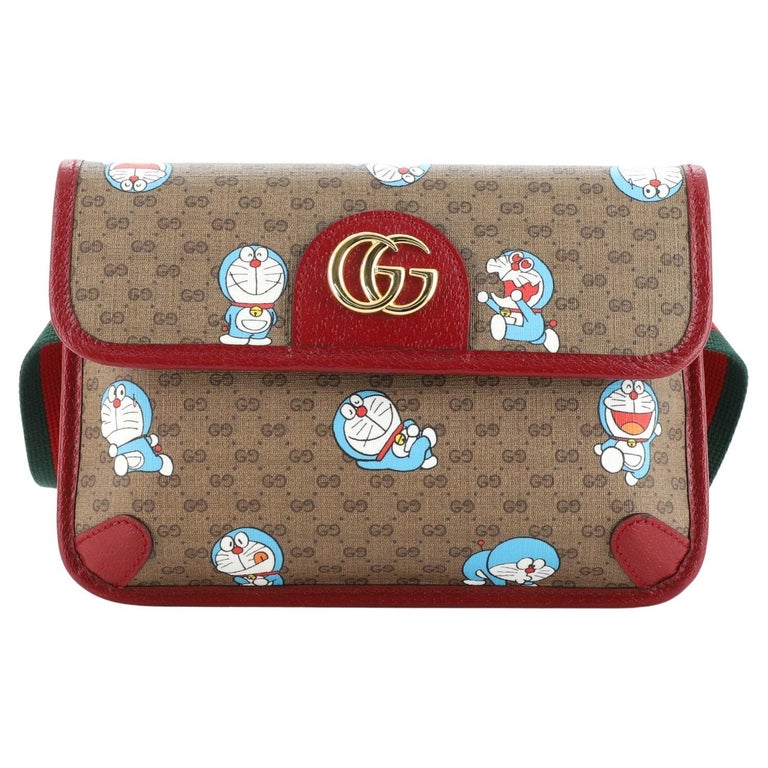 Gucci Doraemon Web Flap Belt Bag Printed Mini GG Coated Canvas at 1stDibs