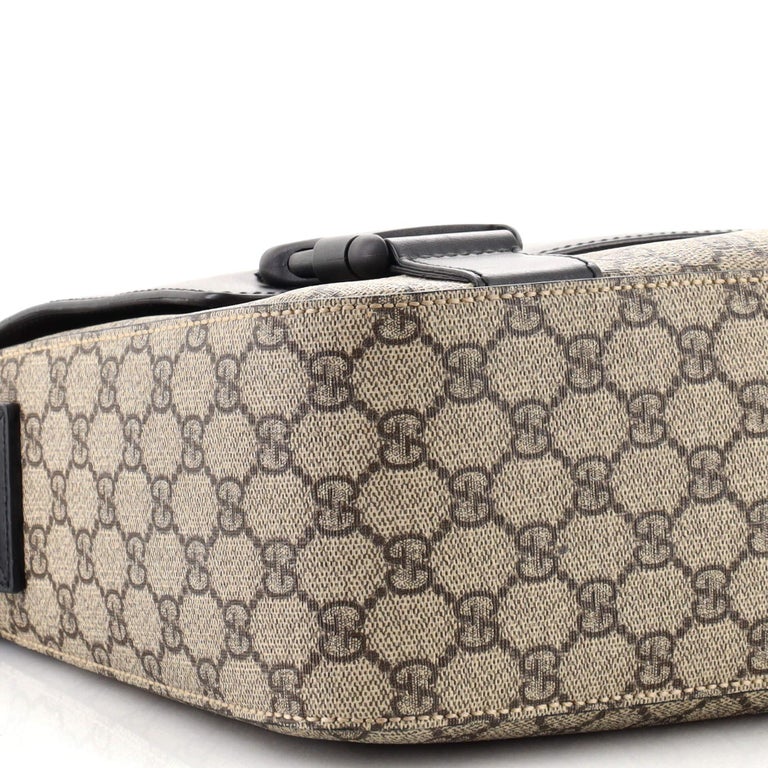 Gucci Double Buckle Flap Messenger Bag GG Coated Canvas with Leather ...